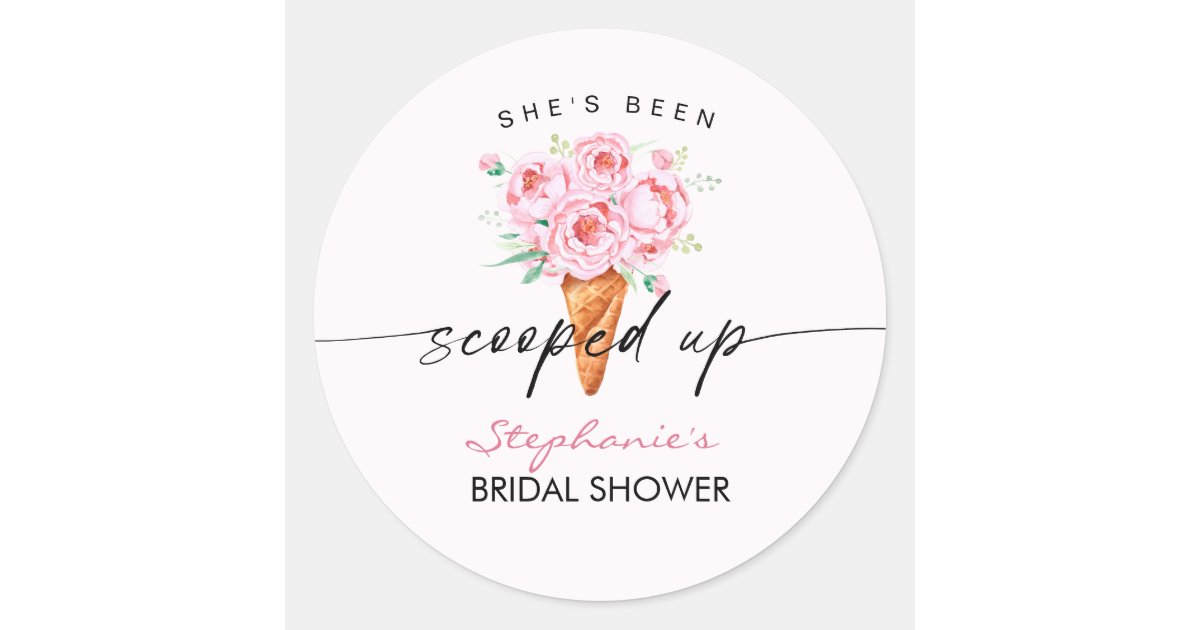 She's Been Scooped Up Ice Cream Bridal Shower Classic Round Sticker ...