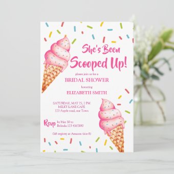 She's been scooped up ice cream bridal shower invitation | Zazzle