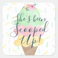 She's Been Scooped Up Ice Cream Square Sticker | Zazzle