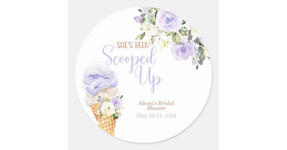 She's Been Scooped Up (Purple) Custom Classic Round Sticker | Zazzle