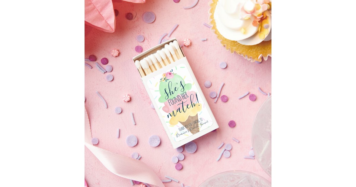 She's Found Her Match Ice Cream Bridal Matchboxes | Zazzle