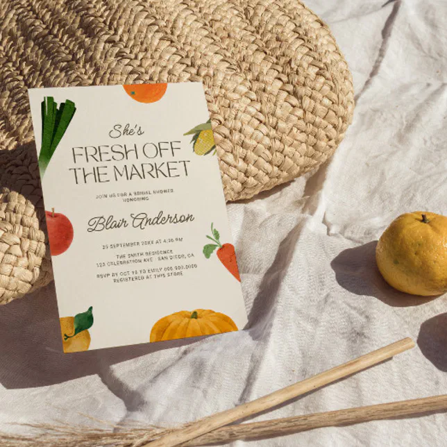 She's Fresh Off The Market Bridal Shower Invitation | Zazzle