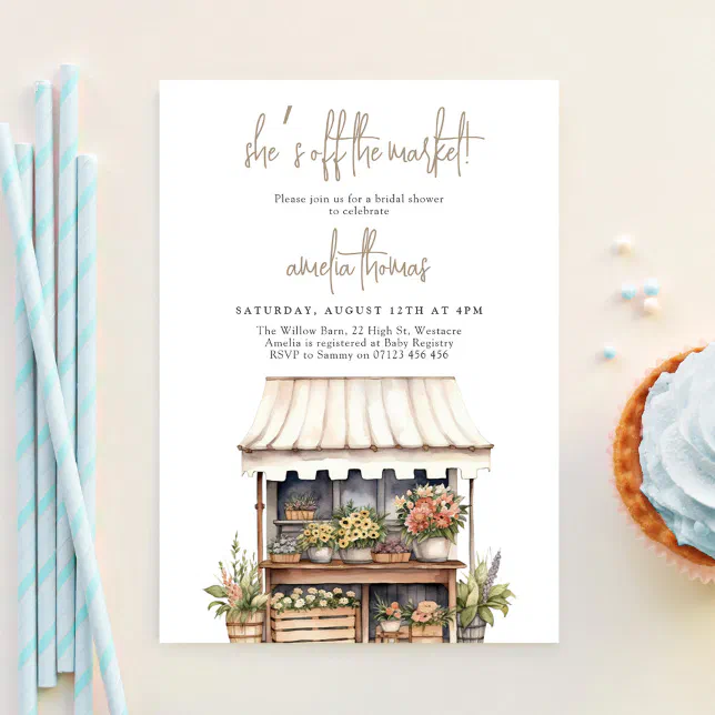 She's Fresh off the Market Bridal Shower Invitation | Zazzle