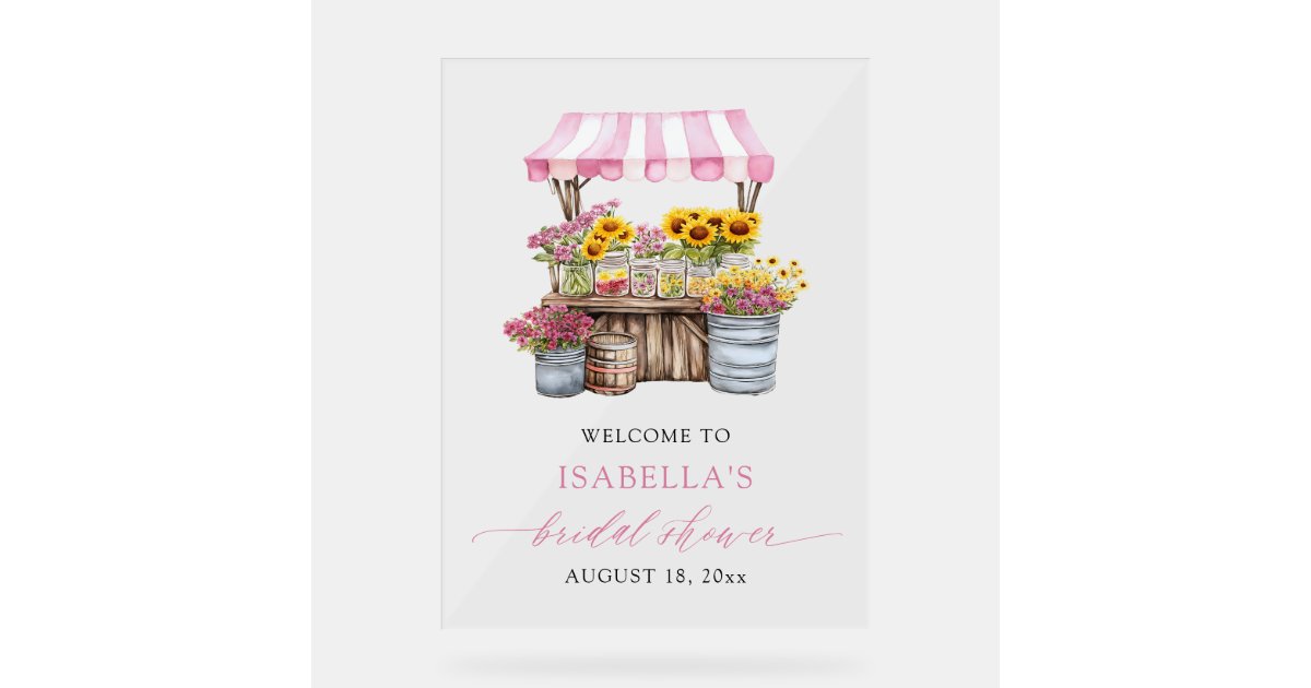 She's Fresh Off the Market Bridal Shower Welcome Acrylic Sign | Zazzle