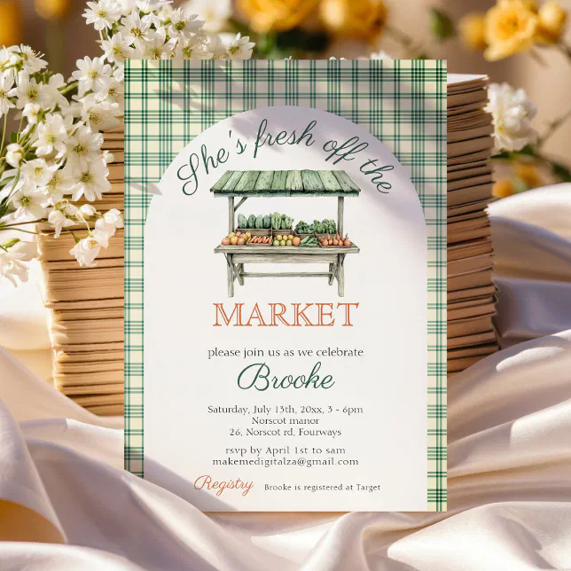 She's fresh off the market country Bridal Shower Invitation | Zazzle