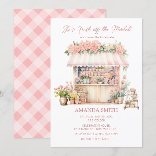 She's Fresh Off the Market Floral Bridal Shower Invitation | Zazzle