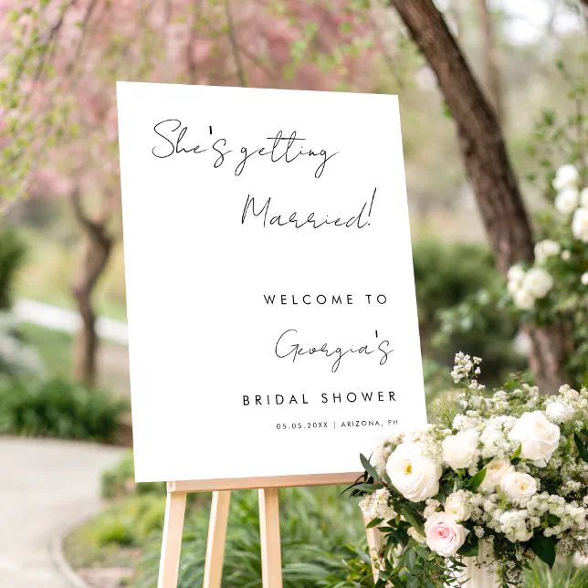 She's Getting Married Bridal Shower Welcome Sign | Zazzle