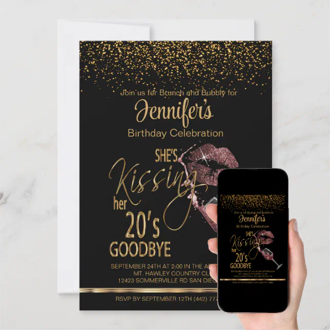 She's Kissing her 20's Goodbye - Birthday Invitation | Zazzle