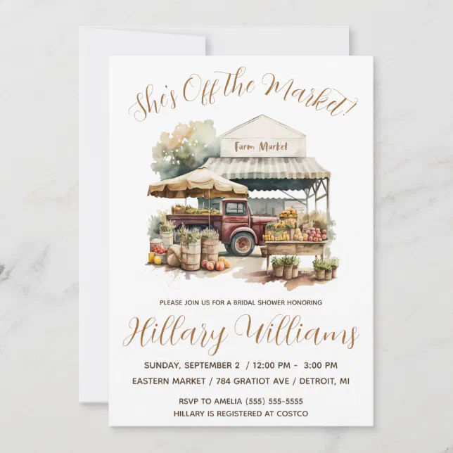 She's Off the Market! Farm Market Bridal Shower Invitation | Zazzle