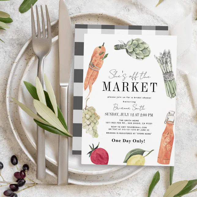 She's Off the Market Farmers' Market Bridal Shower Invitation | Zazzle