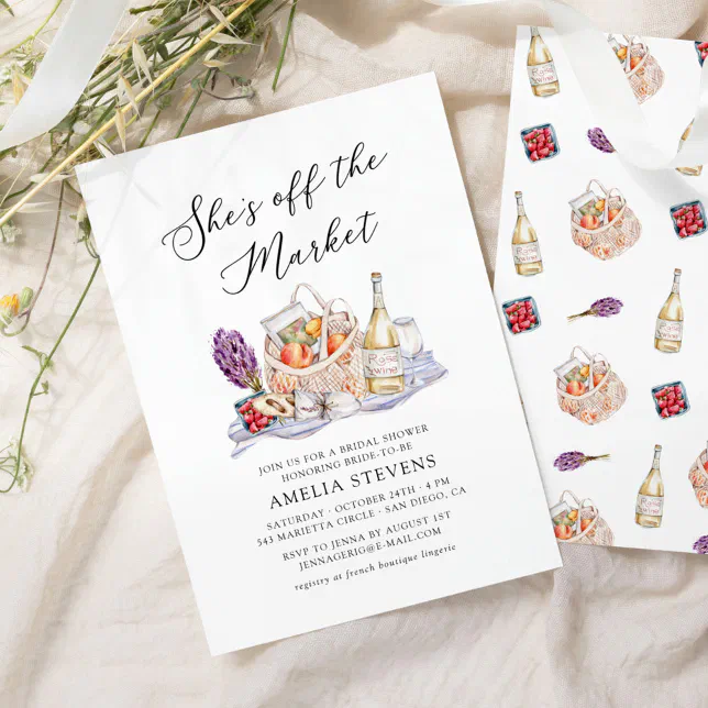 She's Off the Market Farmer's Market Bridal Shower Invitation | Zazzle