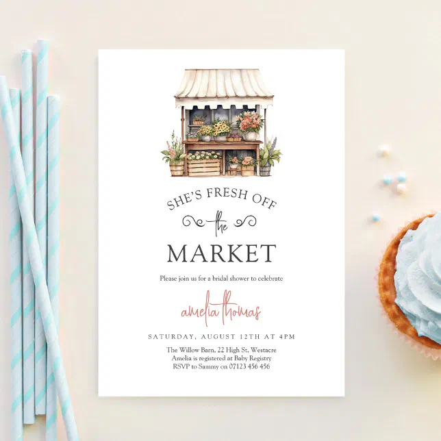 She's Off the Market Farmers Market Bridal Shower Invitation | Zazzle
