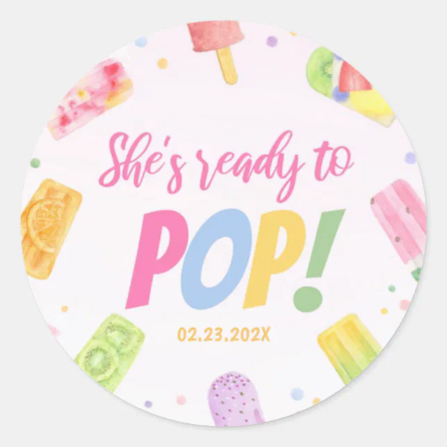 She's Ready To Pop Baby Shower Invitation Popsicle Classic Round ...