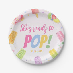 She's Ready To Pop Baby Shower Invitation Popsicle Paper Plates | Zazzle