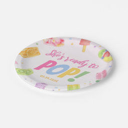 She's Ready To Pop Baby Shower Invitation Popsicle Paper Plates | Zazzle