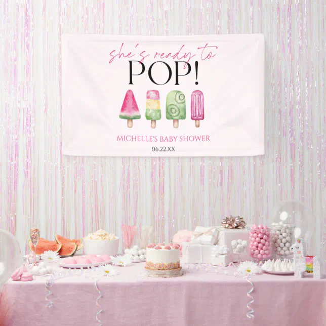 She's Ready To Pop! Popsicle Baby Shower Banner | Zazzle