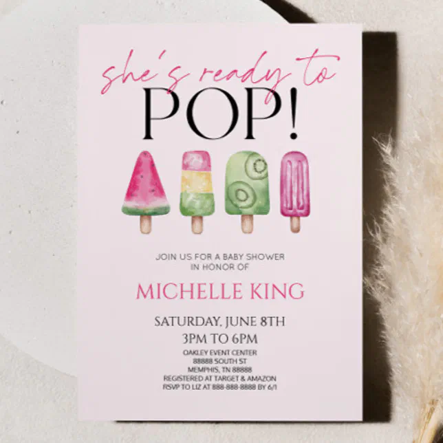 She's Ready To Pop! Popsicle Baby Shower Invitation | Zazzle