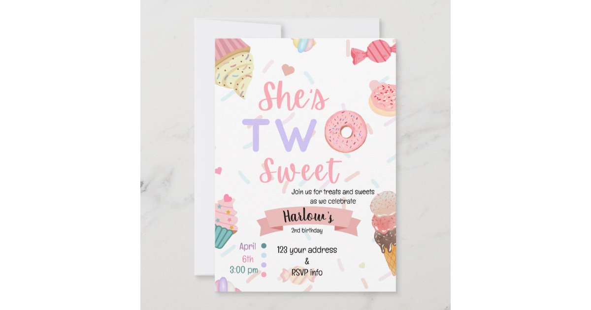 She's Two sweet Birthday invitation | Zazzle