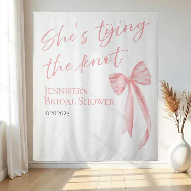 She's Tying the Knot | Bridal Shower Backdrops | Zazzle