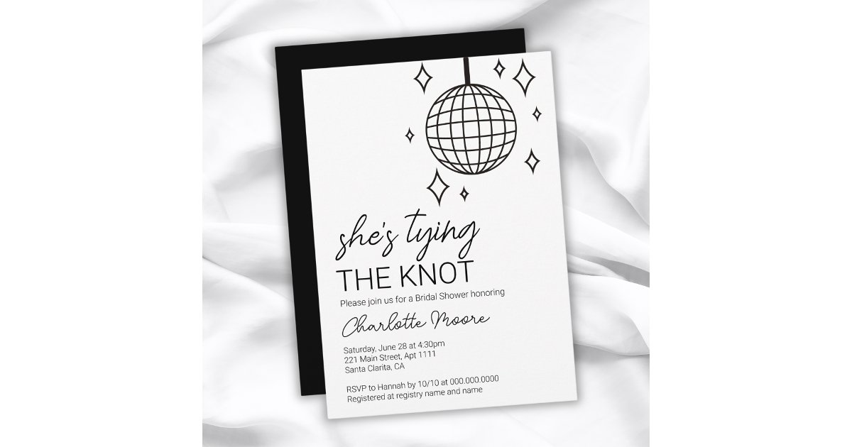 She's Tying The Knot Disco Bridal Shower Invitation | Zazzle