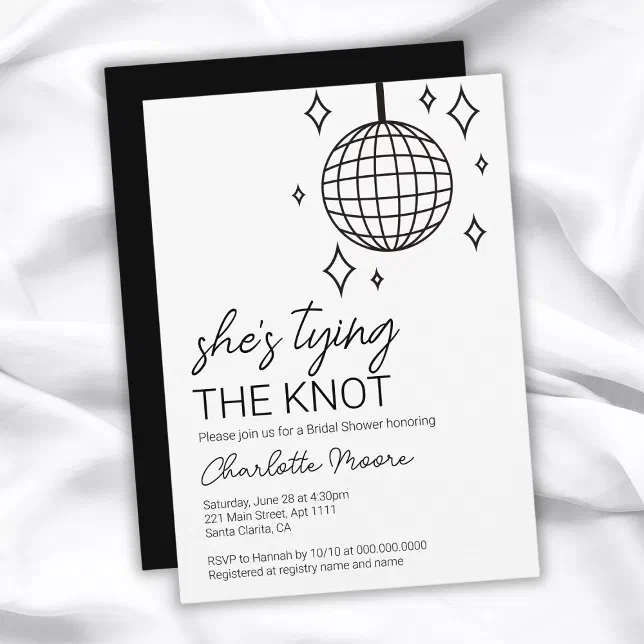 She's Tying The Knot Disco Bridal Shower Invitation | Zazzle