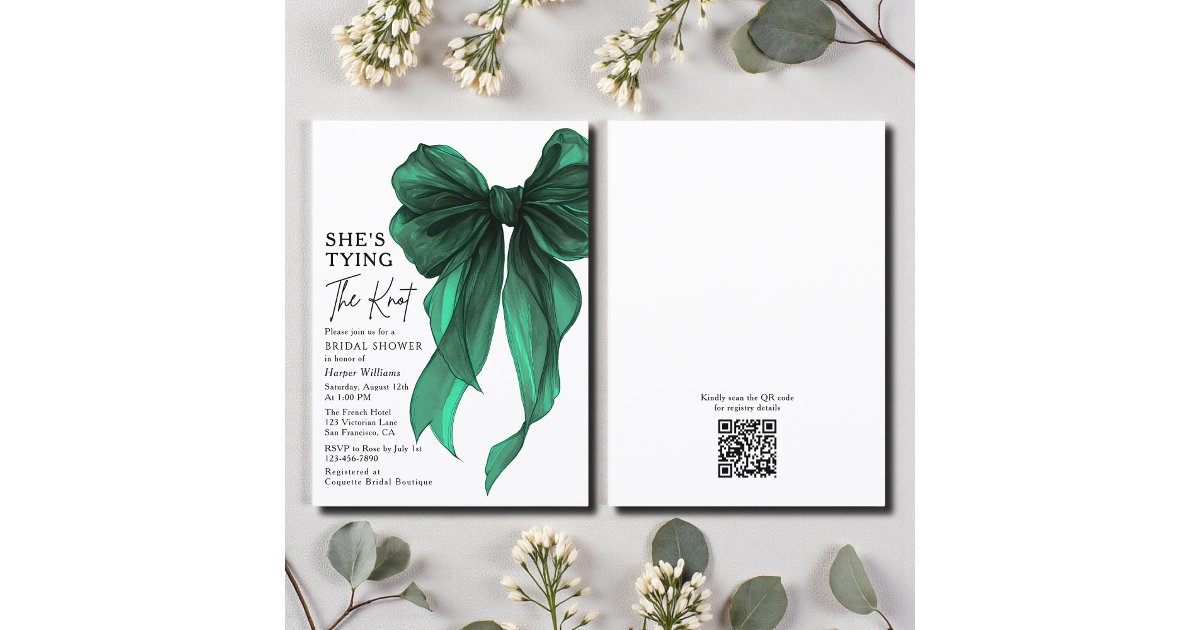She's Tying The Knot QR Code Bridal Shower Invitation | Zazzle
