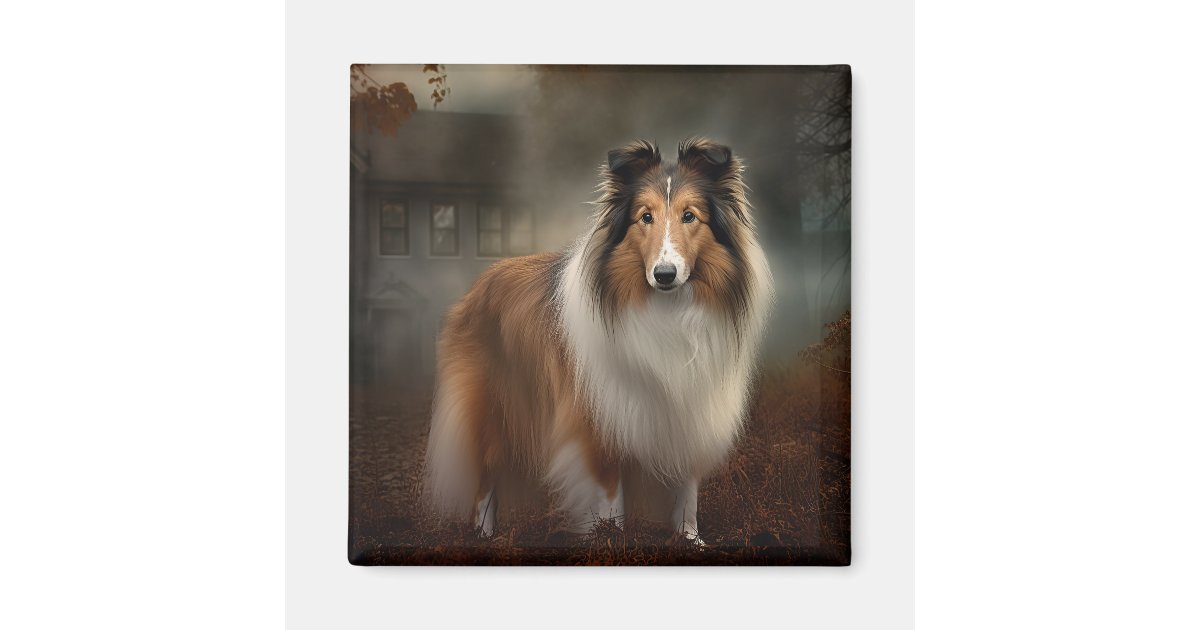 Shetland Sheepdog Halloween Scary Magnet | Zazzle