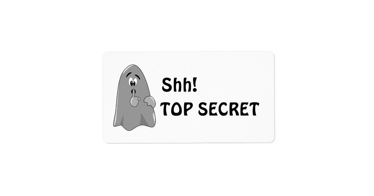 Shh Cartoon Ghost Top Secret Halloween Label | Zazzle