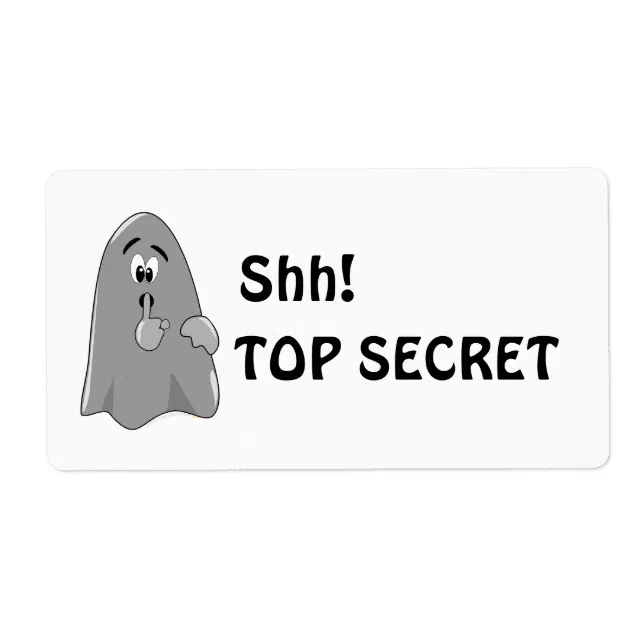 Shh Cartoon Ghost Top Secret Halloween Label | Zazzle