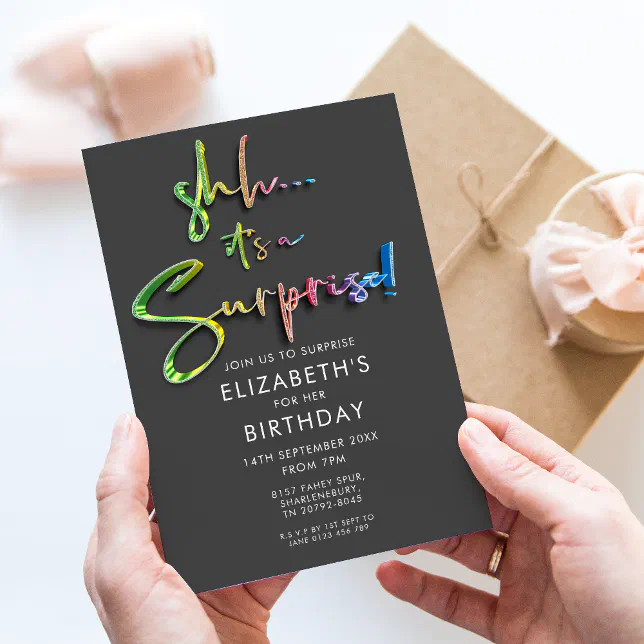 Shh...it's a Surprise Birthday Invitation | Zazzle