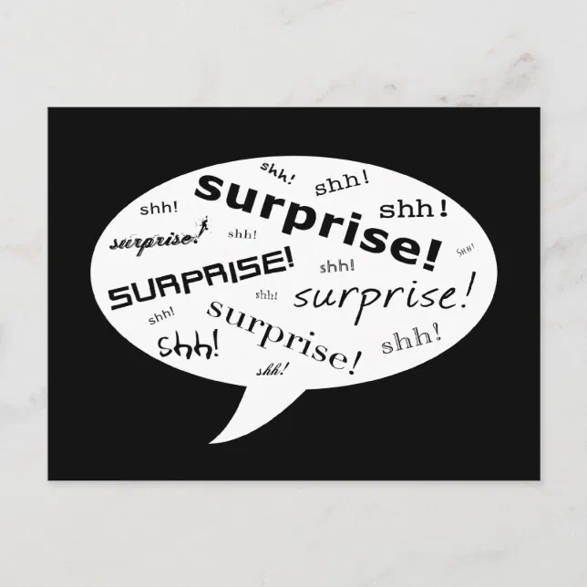 SHH! it's a surprise party! : comic speech bubble Invitation Postcard ...