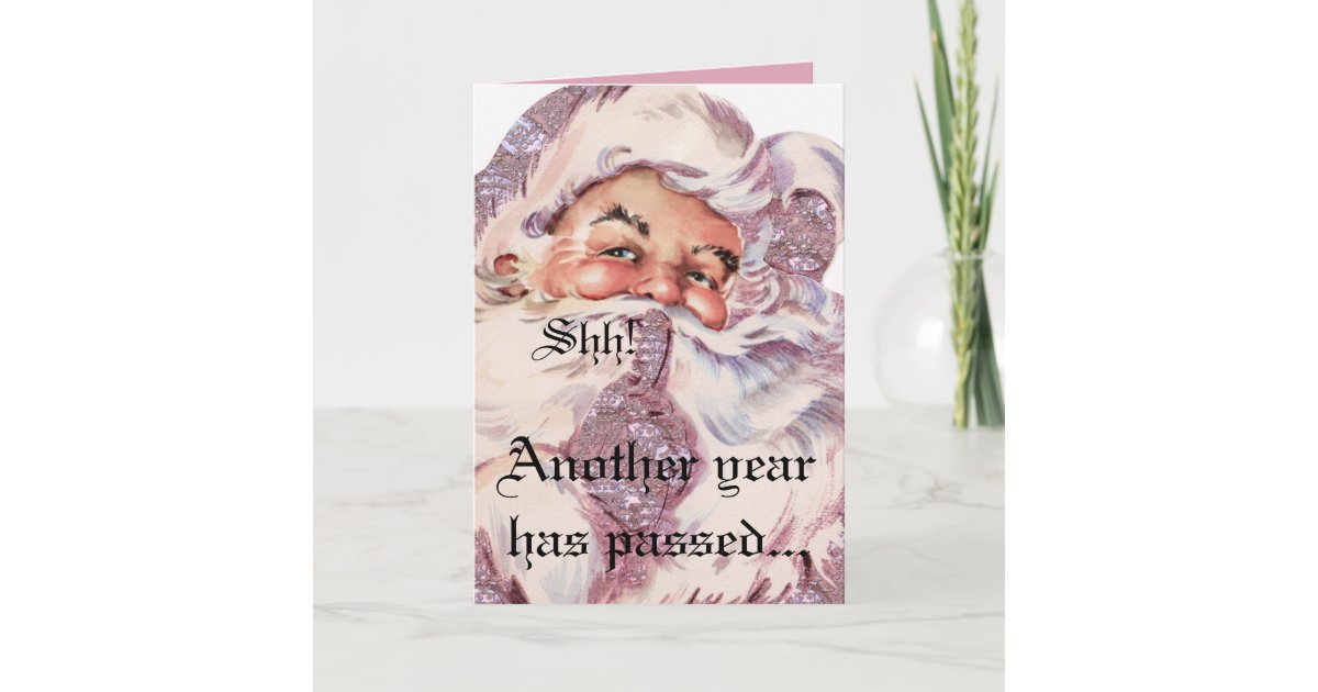 Shh! It's Santa Victorian Pink Christmas Holiday Card | Zazzle
