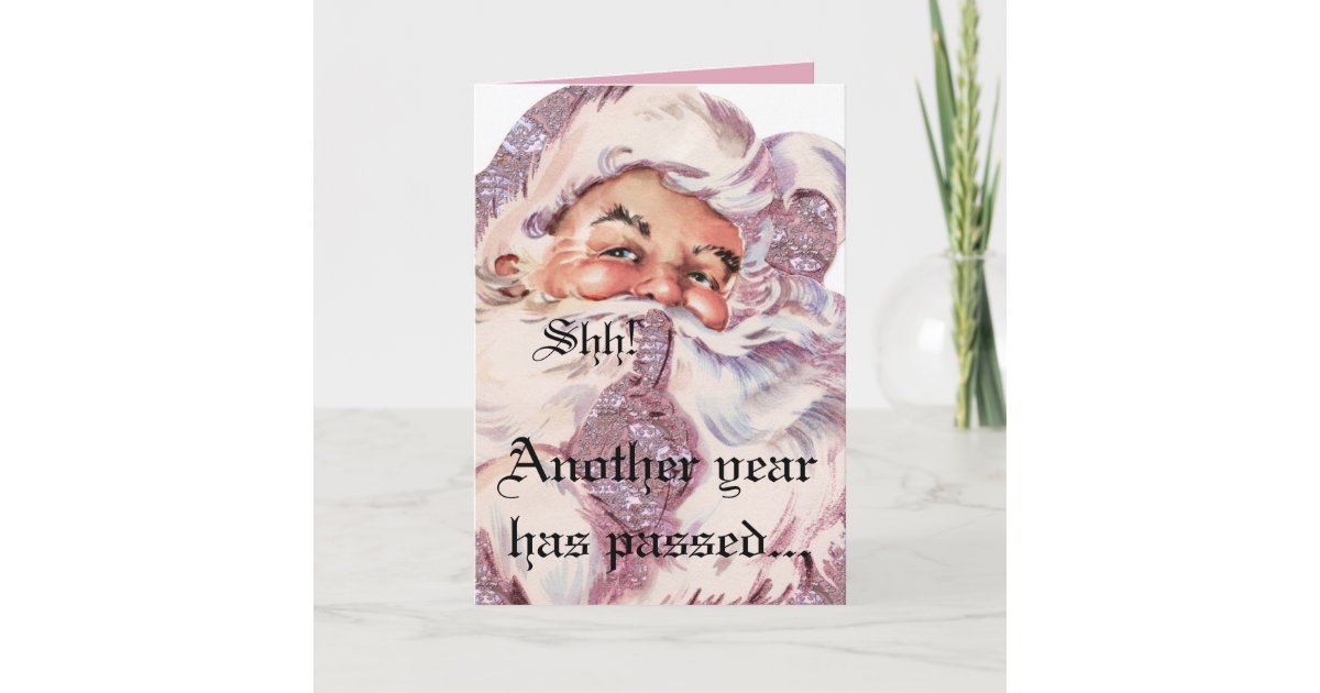 Shh! It's Santa Victorian Pink Christmas Holiday Card | Zazzle