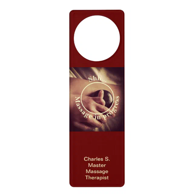 Shh Massage in Progress, Hot stone massage Door Hanger | Zazzle