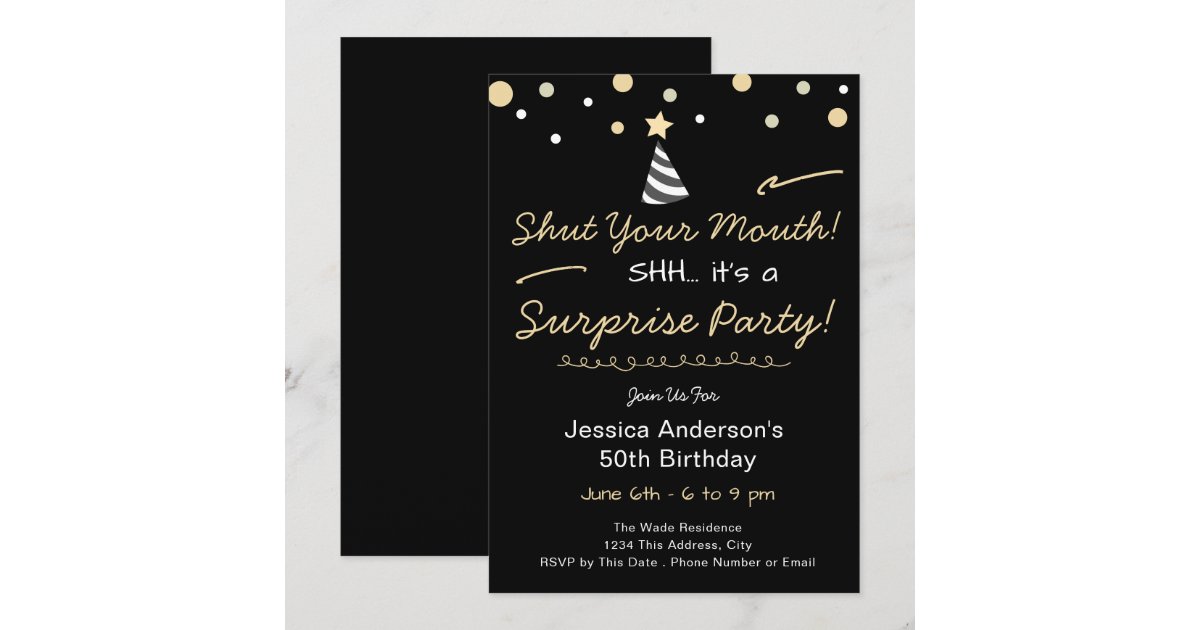 Shh Surprise Birthday Party Invitation | Zazzle