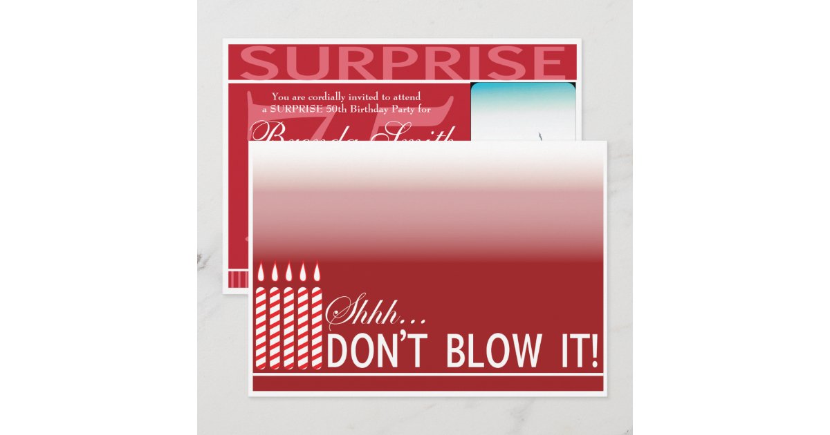 Shh Surprise Birthday Party Invitation | Red | Zazzle