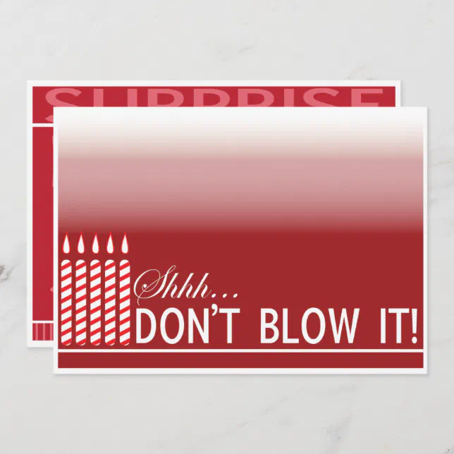 Shh Surprise Birthday Party Invitation | Red | Zazzle