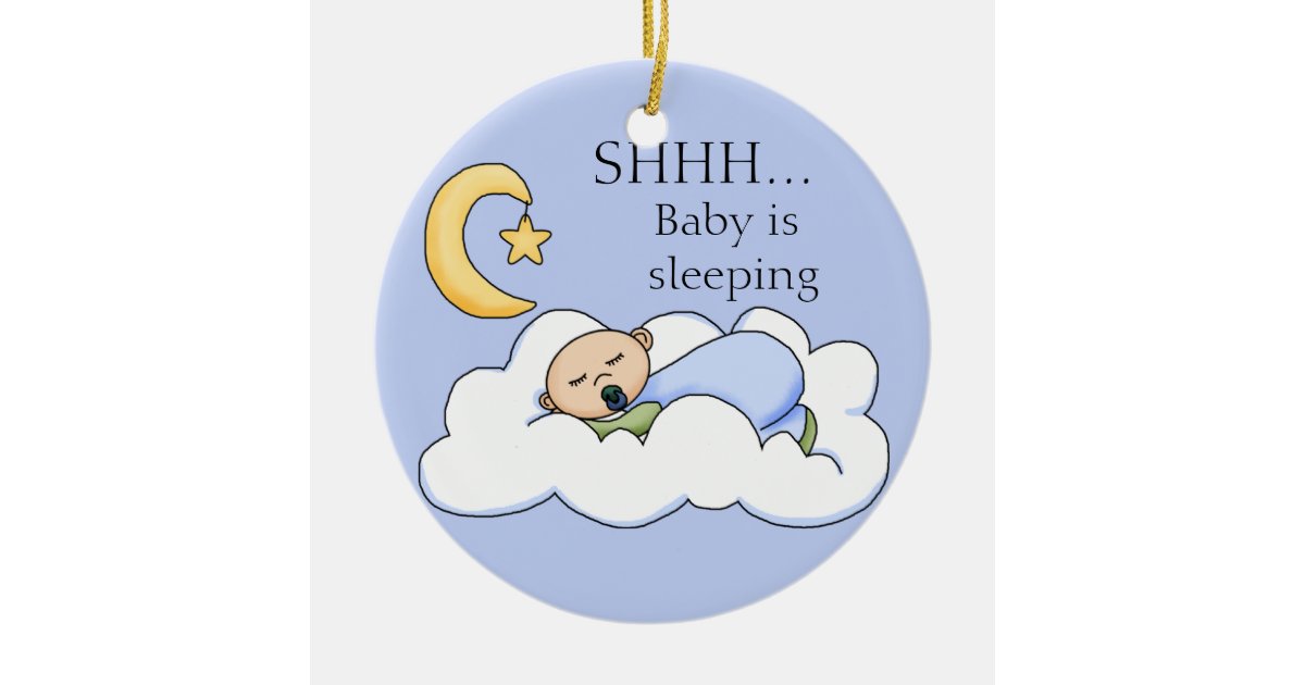 Shhh Baby Sleeping Door Hanger Ceramic Ornament | Zazzle