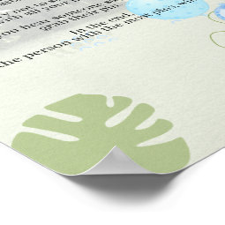 Shhh Don't Say Baby Blue Dinosaur Balloon Poster | Zazzle