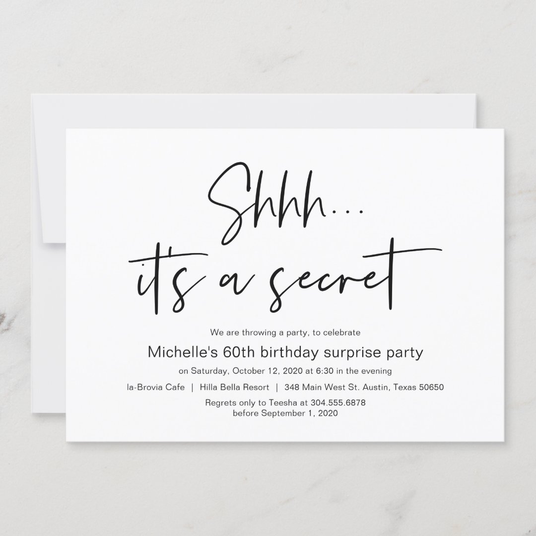 Shhh, It's a secret, Surprise Birthday Party Invitation | Zazzle