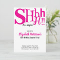 Shhh It's a Surprise Birthday Party 60 Adult Pink Invitation | Zazzle