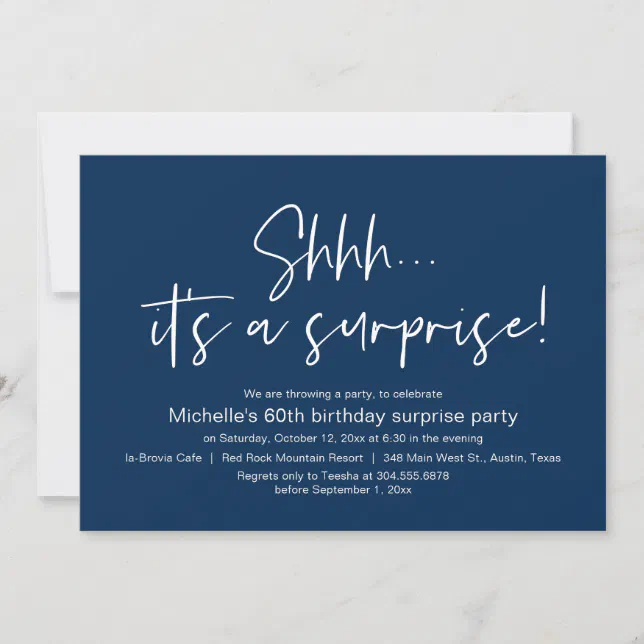 Shhh, It's a Surprise Birthday Party Celebration Invitation | Zazzle