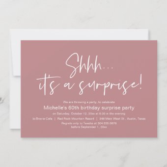Shhh, It's a Surprise Birthday Party Celebration Invitation | Zazzle