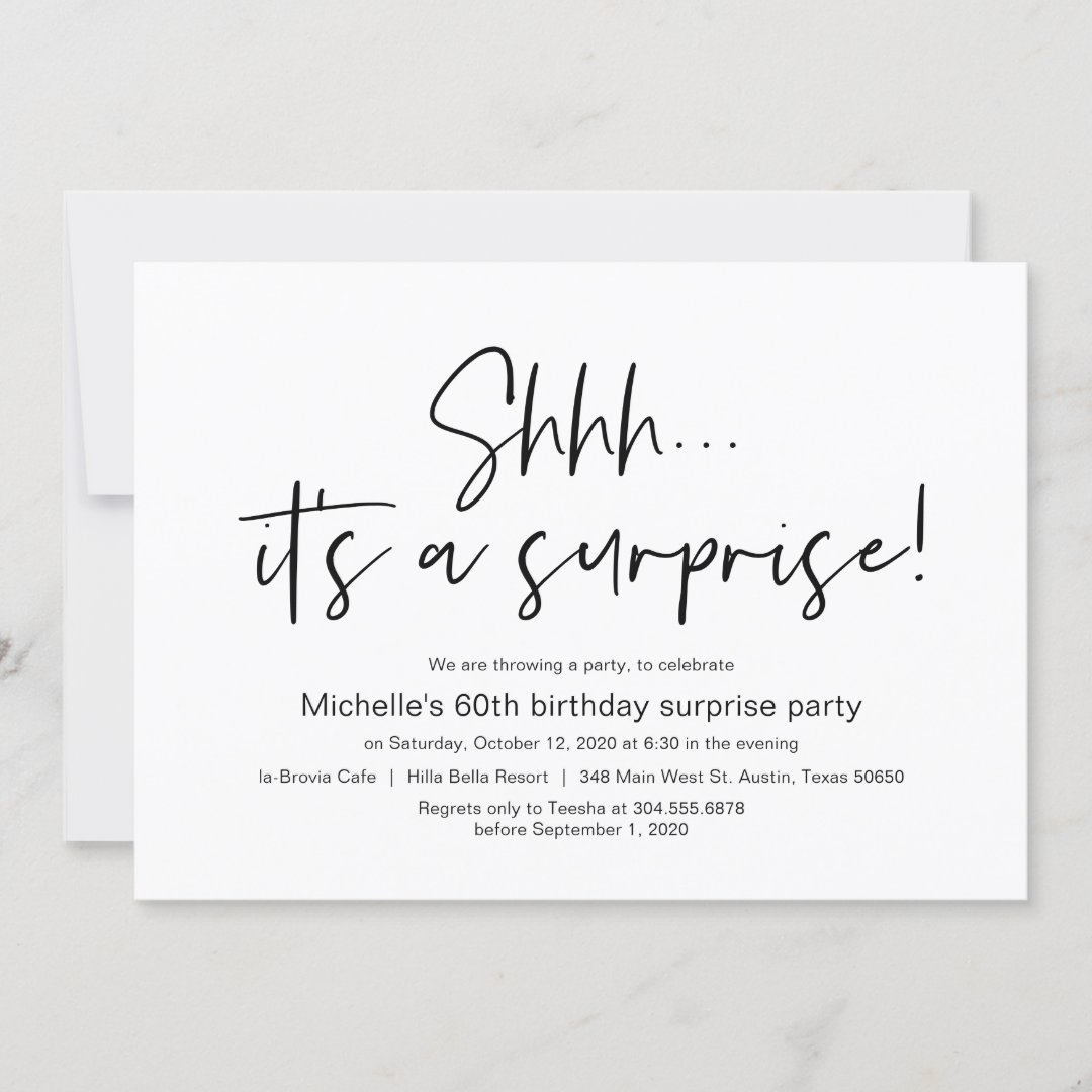 Shhh, It's a Surprise Birthday Party Invitation | Zazzle