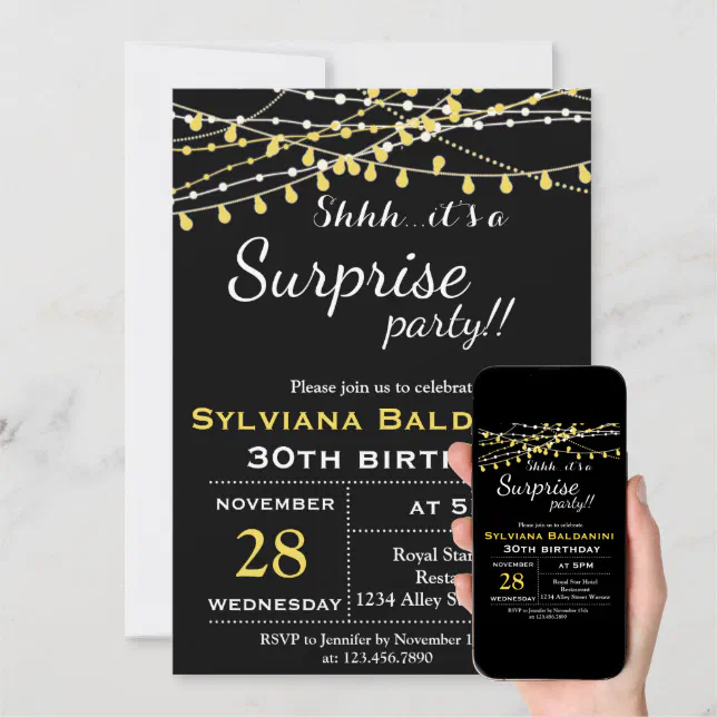 SHHH…ITS A SURPRISE PARTY!… BIRTHDAY INVITATION | Zazzle