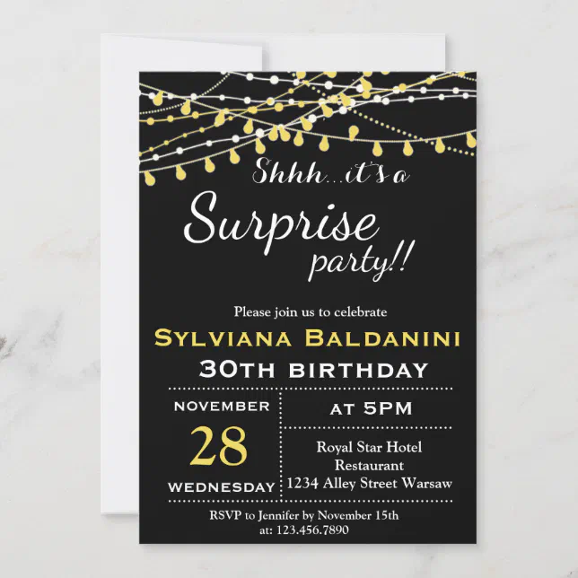 SHHH…ITS A SURPRISE PARTY!… BIRTHDAY INVITATION | Zazzle
