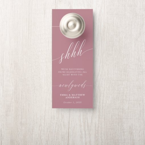 Shhh Pink White Do Not Disturb Wedding Door Hanger | Zazzle