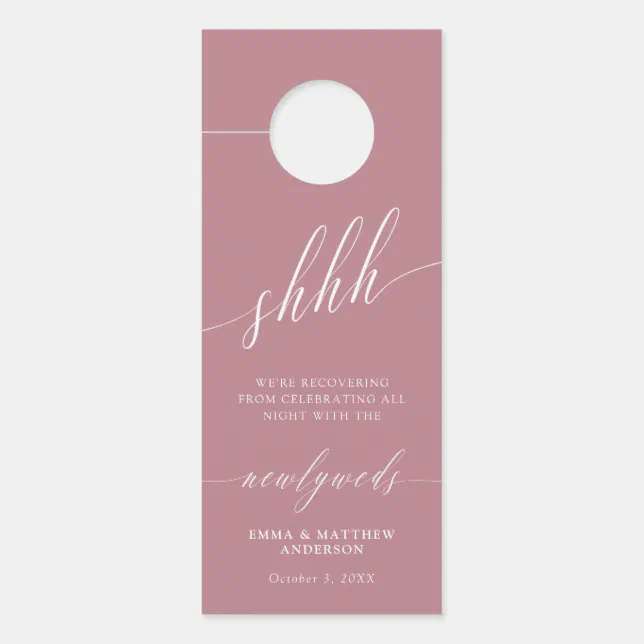 Shhh Pink White Do Not Disturb Wedding Door Hanger | Zazzle