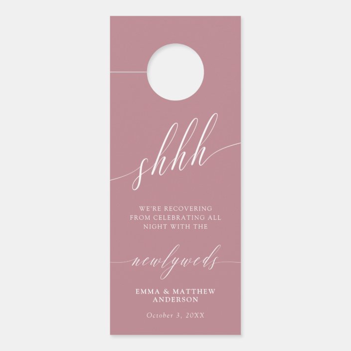 Shhh Pink White Do Not Disturb Wedding Door Hanger | Zazzle