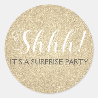 Shhh! Surprise Birthday Party Birthday Classic Round Sticker | Zazzle